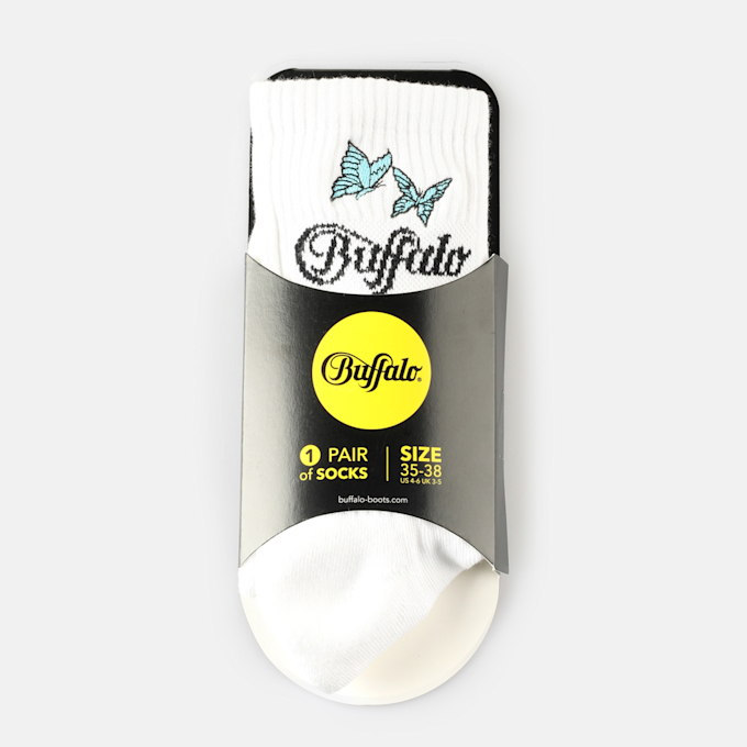 Buy Buffalo Butterfly Embroidery Socks in white in the BUFFALO® Shop