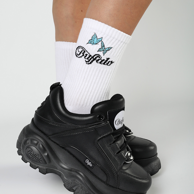 Buy Buffalo Butterfly Embroidery Socks in white in the BUFFALO® Shop
