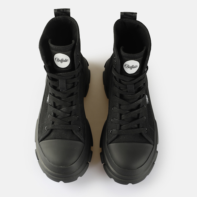 Buy Buffalo CADE LACE UP HI - ORGANIC COTTON - BLACK in black in the ...